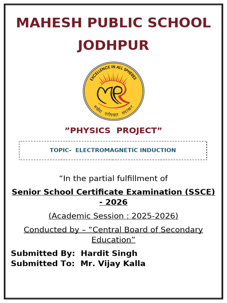 Front Page - Physics Project Report | PDF