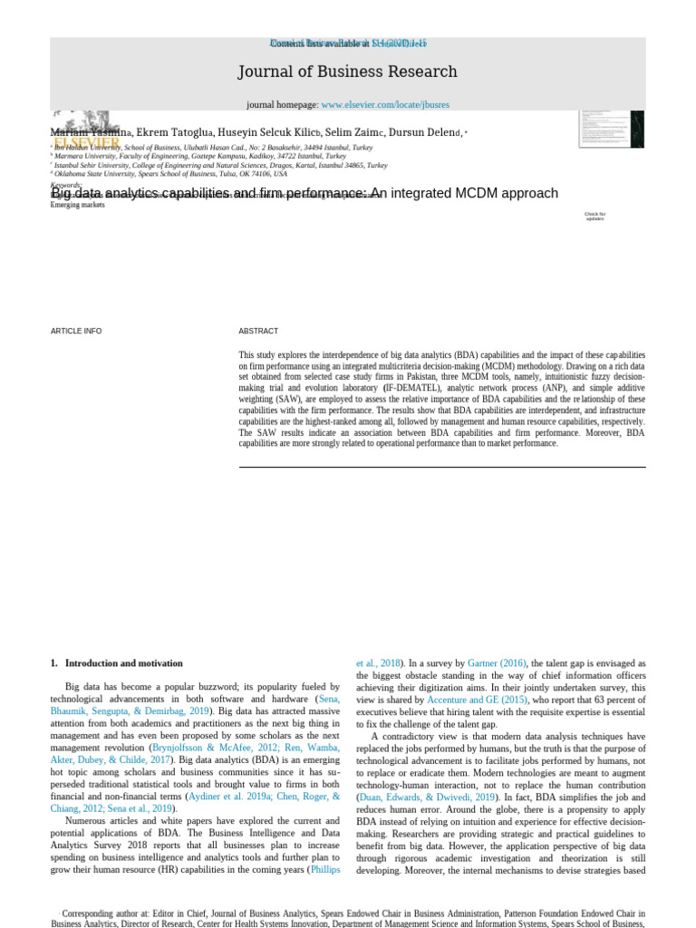 Big data analytics capabilities and firm performance | PDF | Big Data ...