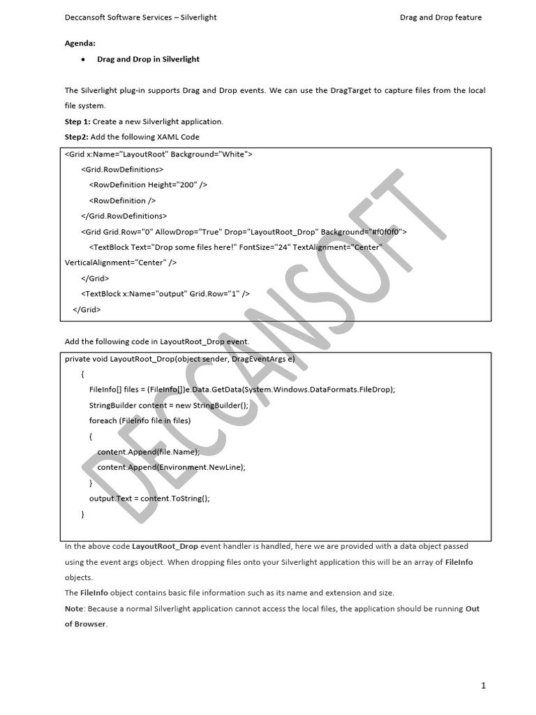Drag and Drop in Silverlight | PDF