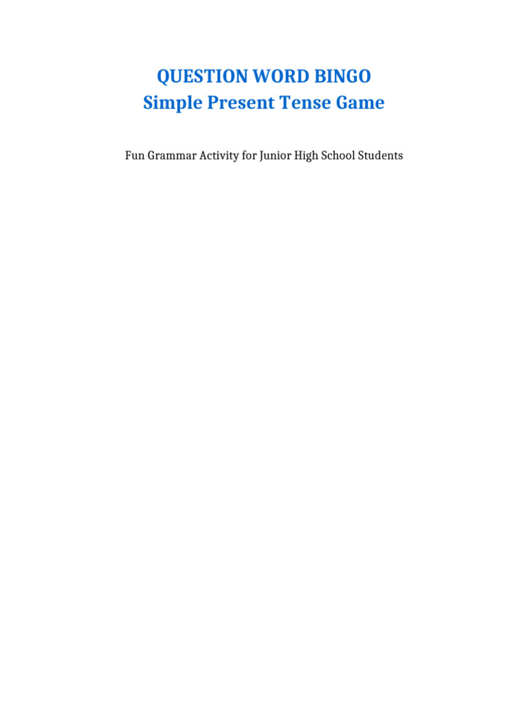 Question Word Bingo SMP FullColor | PDF