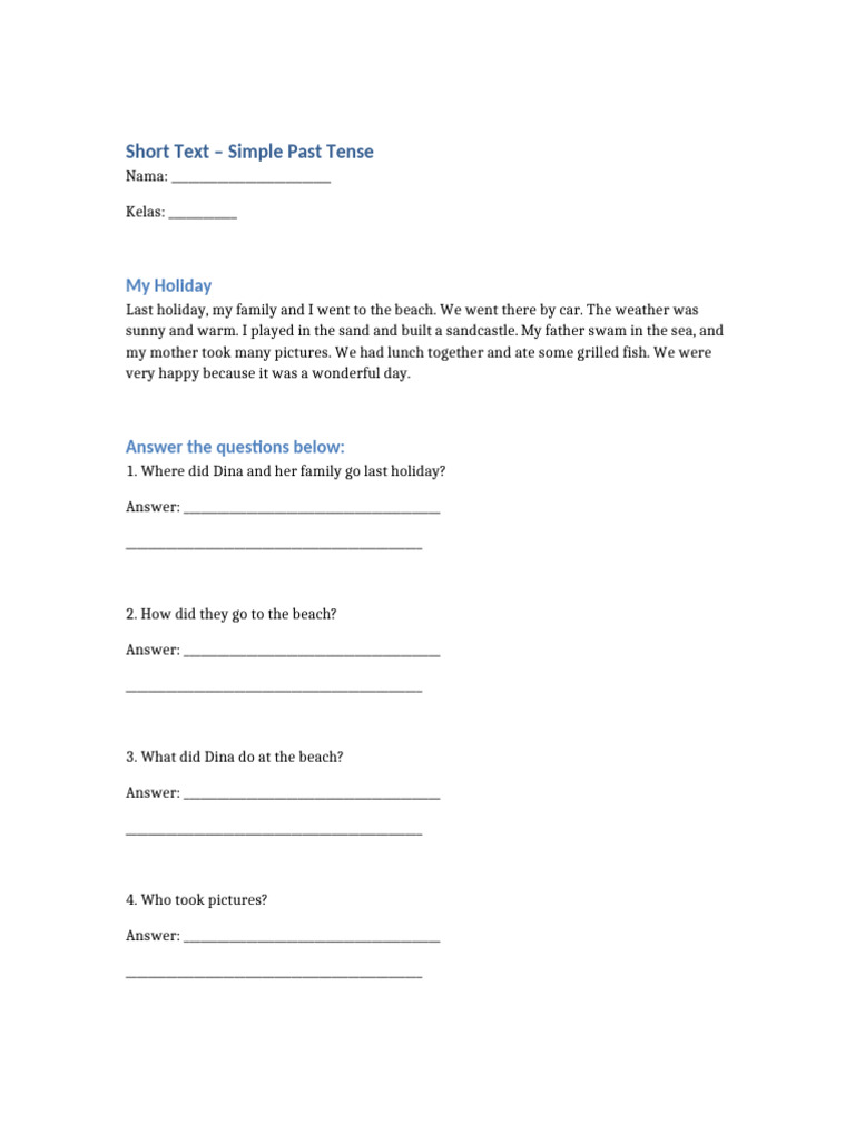 Short Text Simple Past Tense | PDF