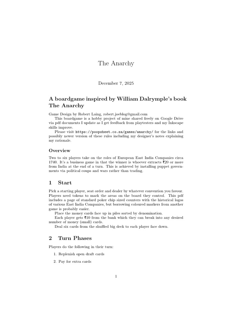 The Anarchy, a hybrid card/board game based on William Dalrymple's book ...