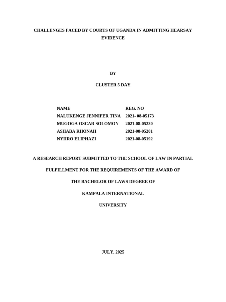 RESEARCH REPORT OSCAR | PDF | Hearsay | Hearsay In United States Law