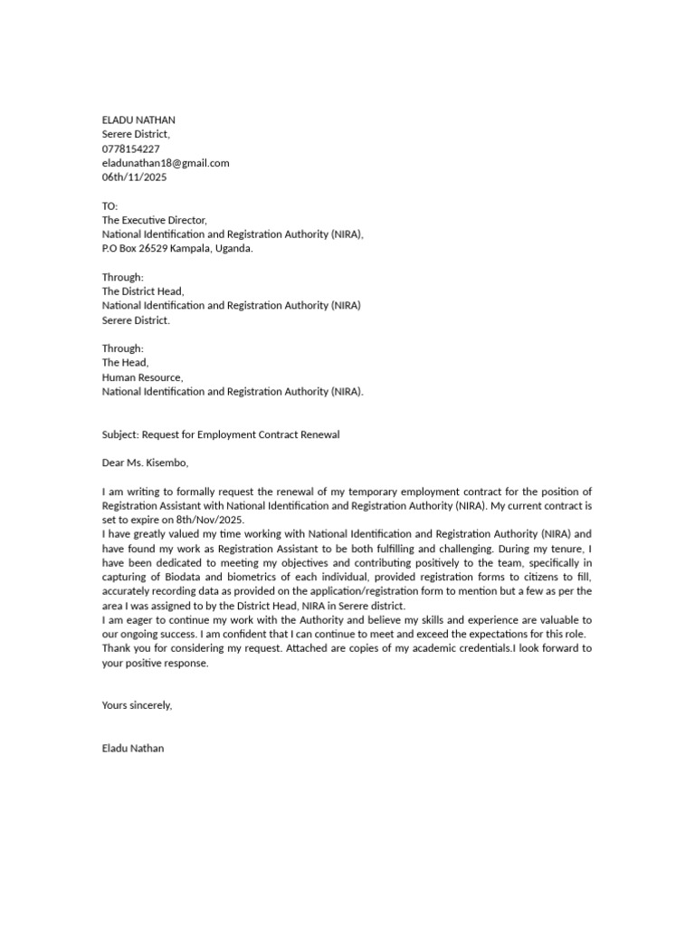 Application Letter NIRA | PDF