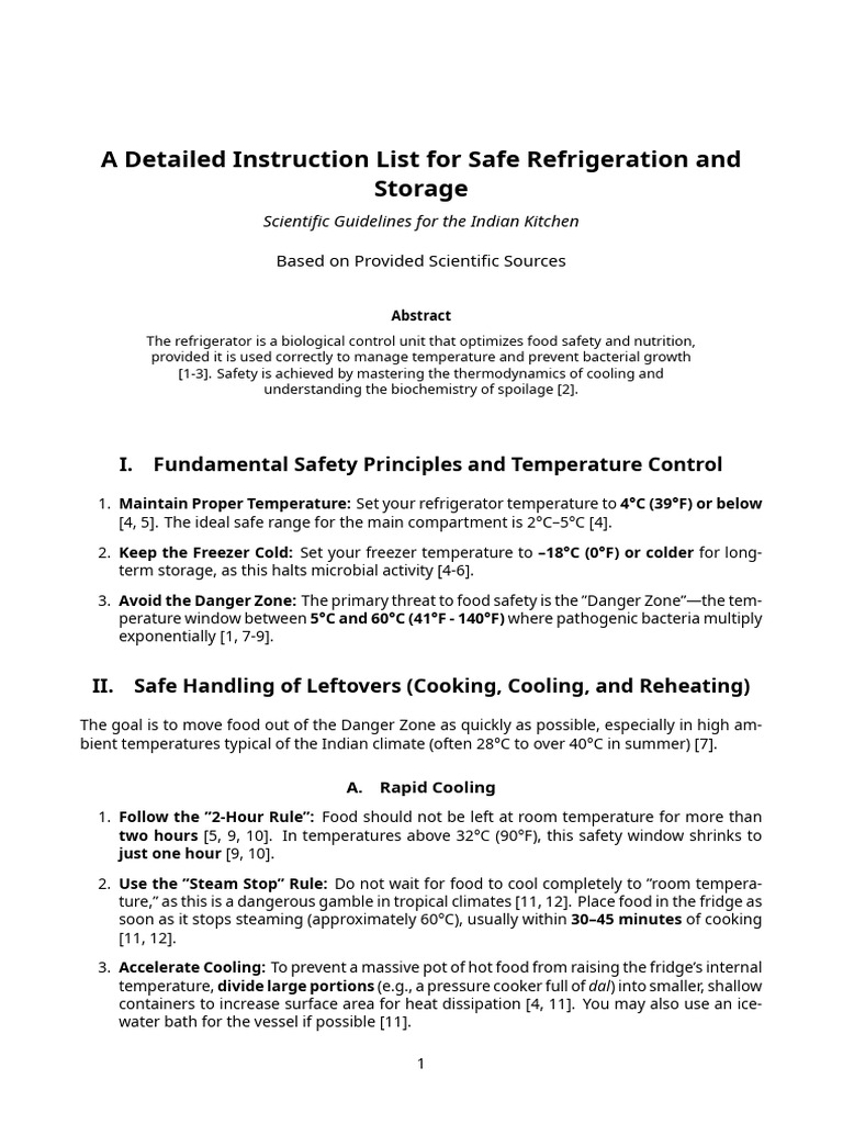 Safe Refrigeration Guidelines for Indian Kitchens | PDF | Refrigerator ...