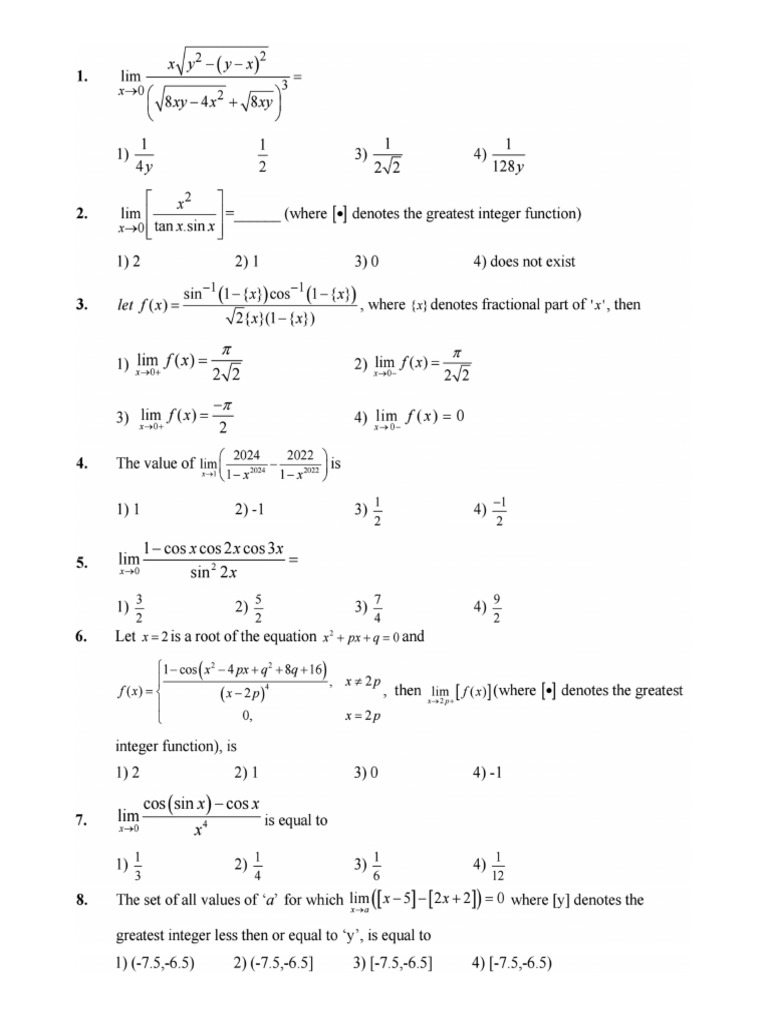 Limits Assignment | PDF
