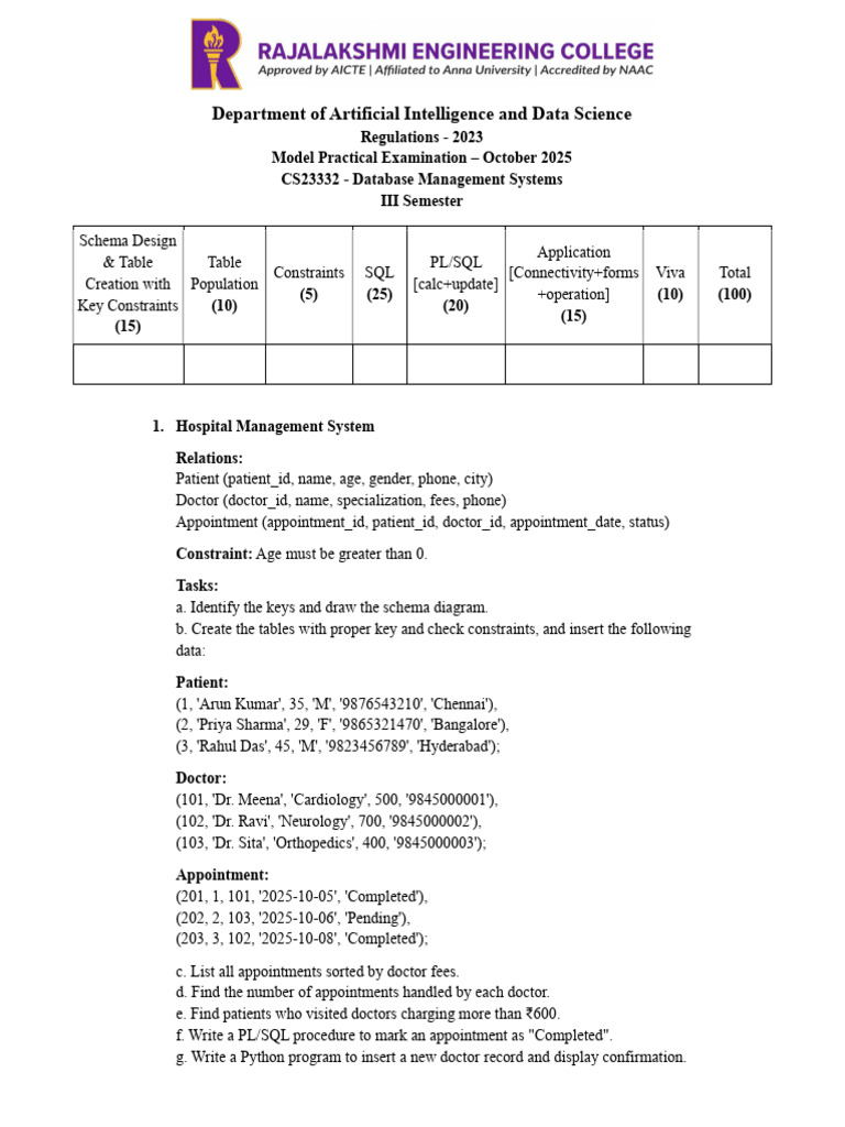AI & Data Science Exam Regulations 2023 | PDF | Databases | Data Management