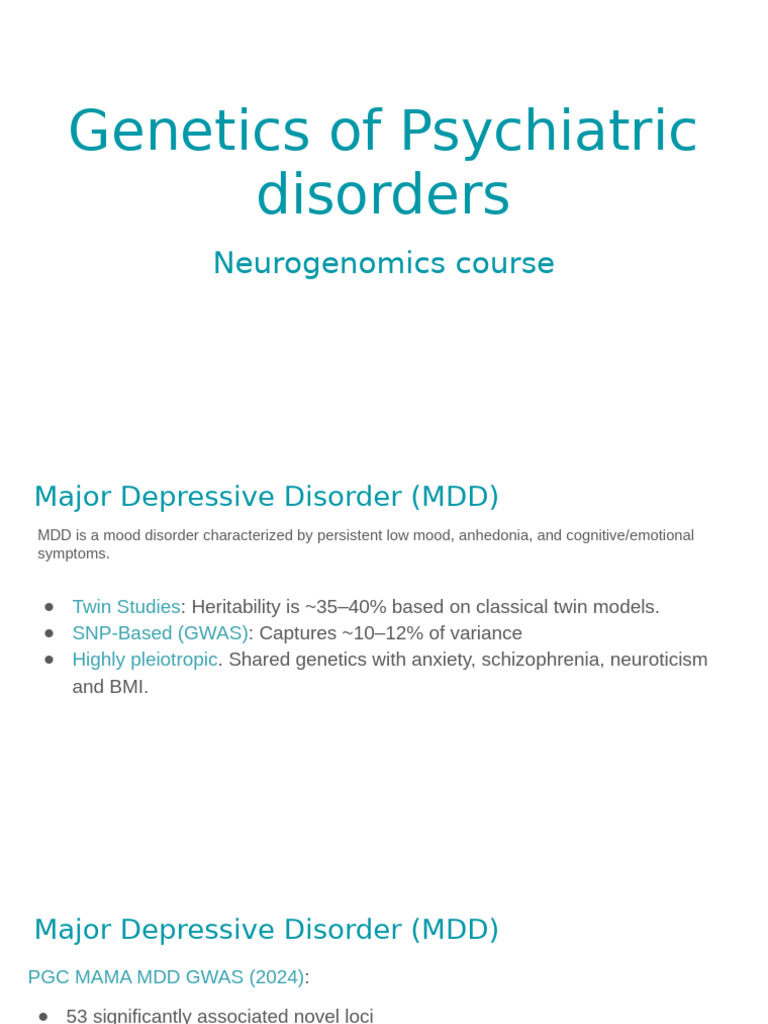 Genetics of Psychiatric Diseases | PDF | Mood Disorders | Bipolar Disorder