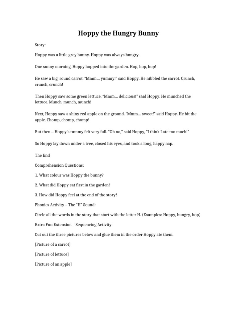 Hoppy the Hungry Bunny Worksheet | PDF