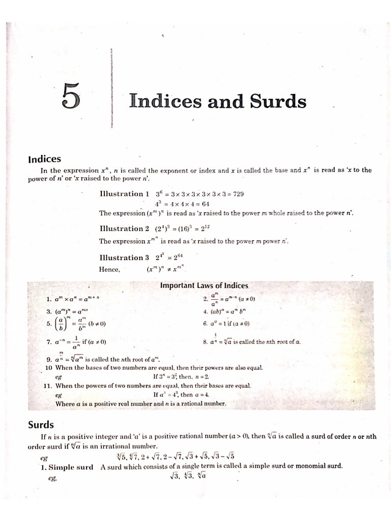 Indices and Surds | PDF