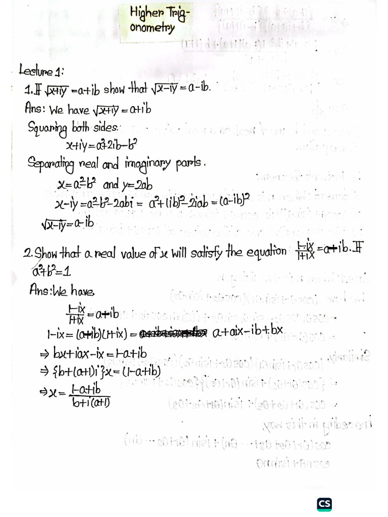 Higher Trigonometry | PDF