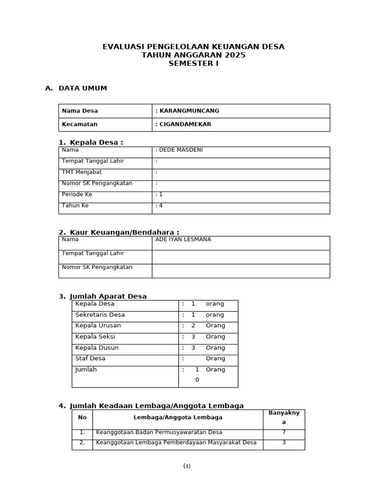 FORMAT KEUANGAN DESA | PDF