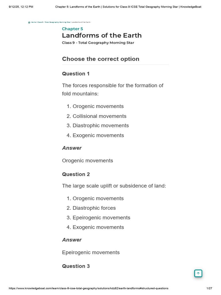 Chapter 5 Landforms of The Earth Notes | PDF | Mountains | Plateau