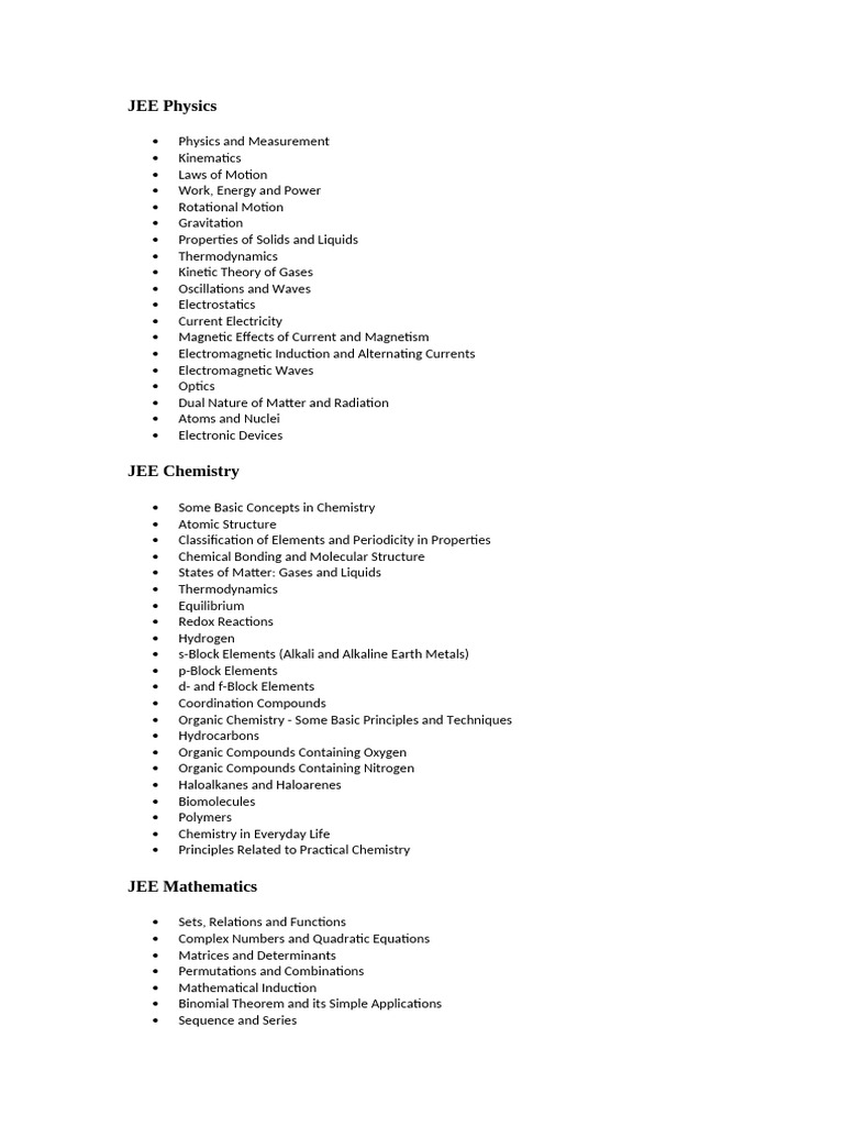 JEE Syllabus | PDF