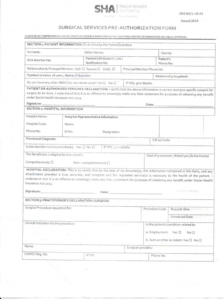 Sha Preauth | PDF