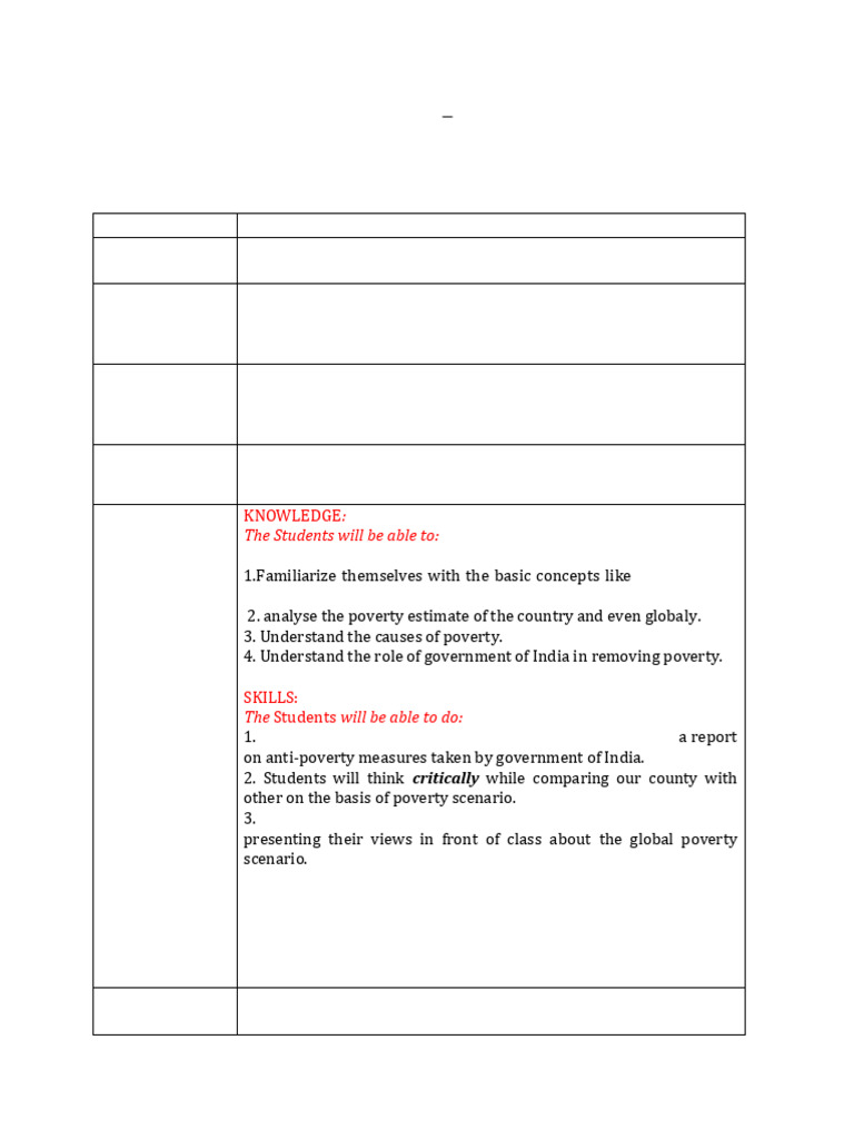 Lesson Plan: Poverty as a Challenge | PDF | Poverty | Poverty ...