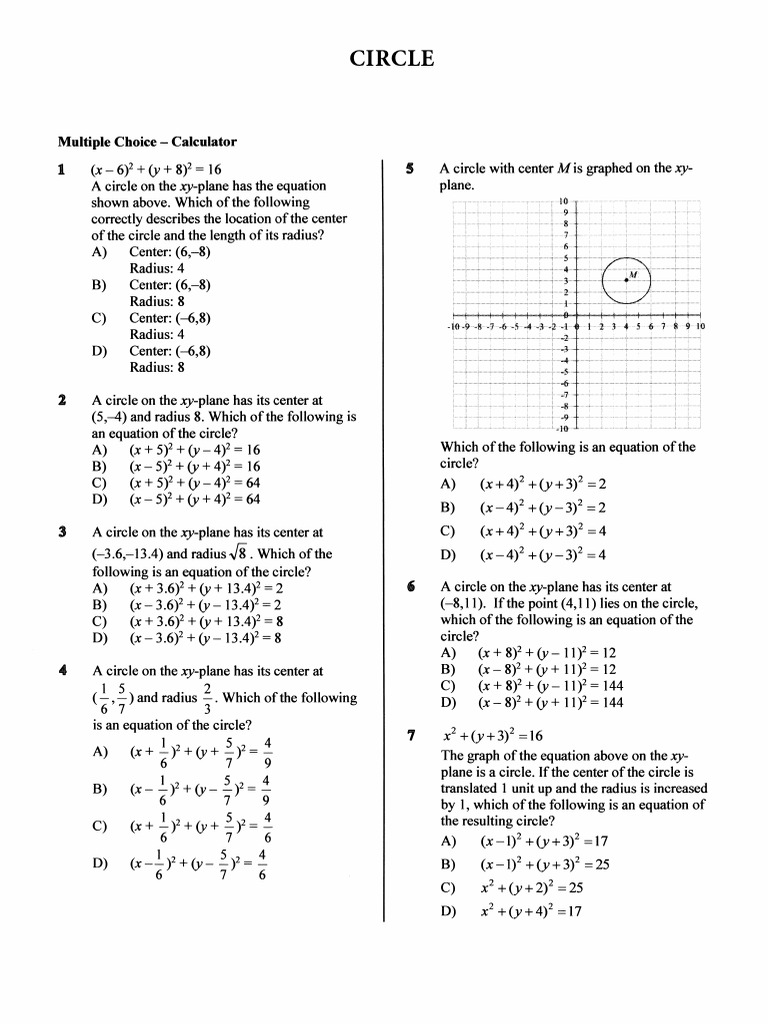 Math Tutorial 15 - Circle | PDF