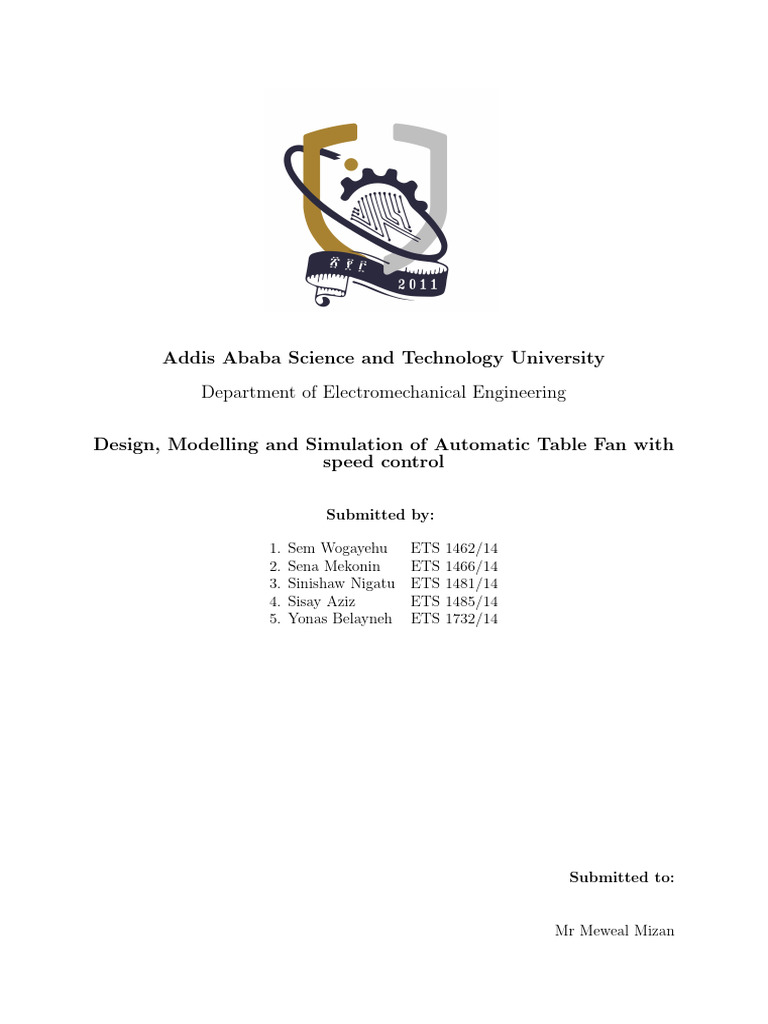 Automatic Table Fan Speed Control Design | PDF | Torque | Physical ...