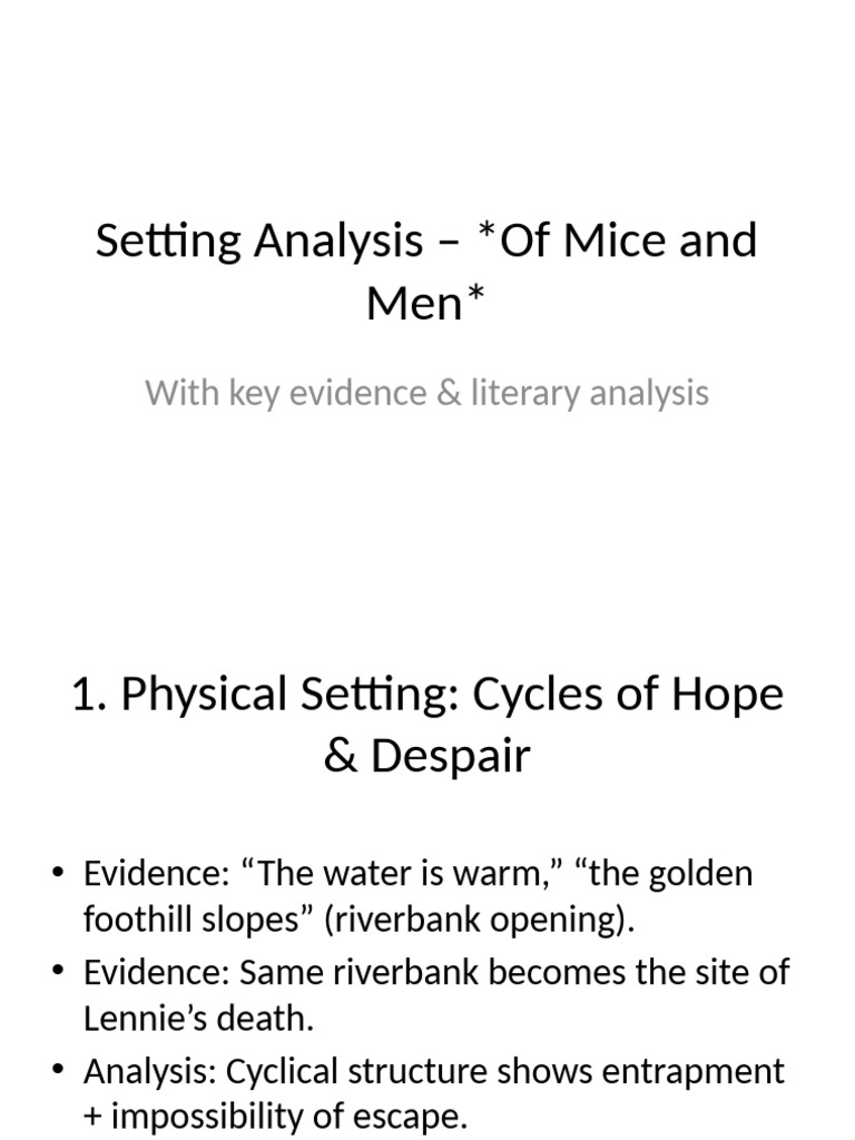 Of Mice and Men Setting With Evidence | PDF