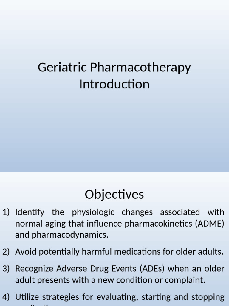 1.-Geriatric Pharmacotherapy Introduction | PDF | Drug Metabolism ...