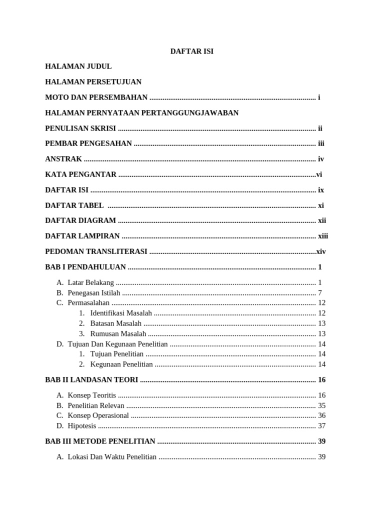 DAFTAR ISI Skripsi Penelitian Kuantitatif | PDF