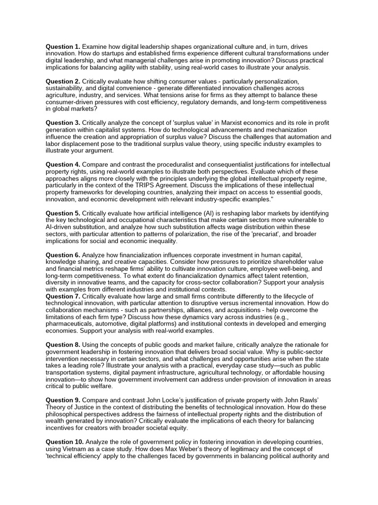 IES Final Questions | PDF | Innovation | Property