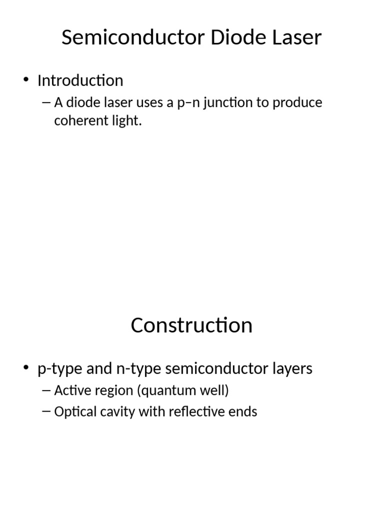 Semiconductor Diode Laser Presentation | PDF