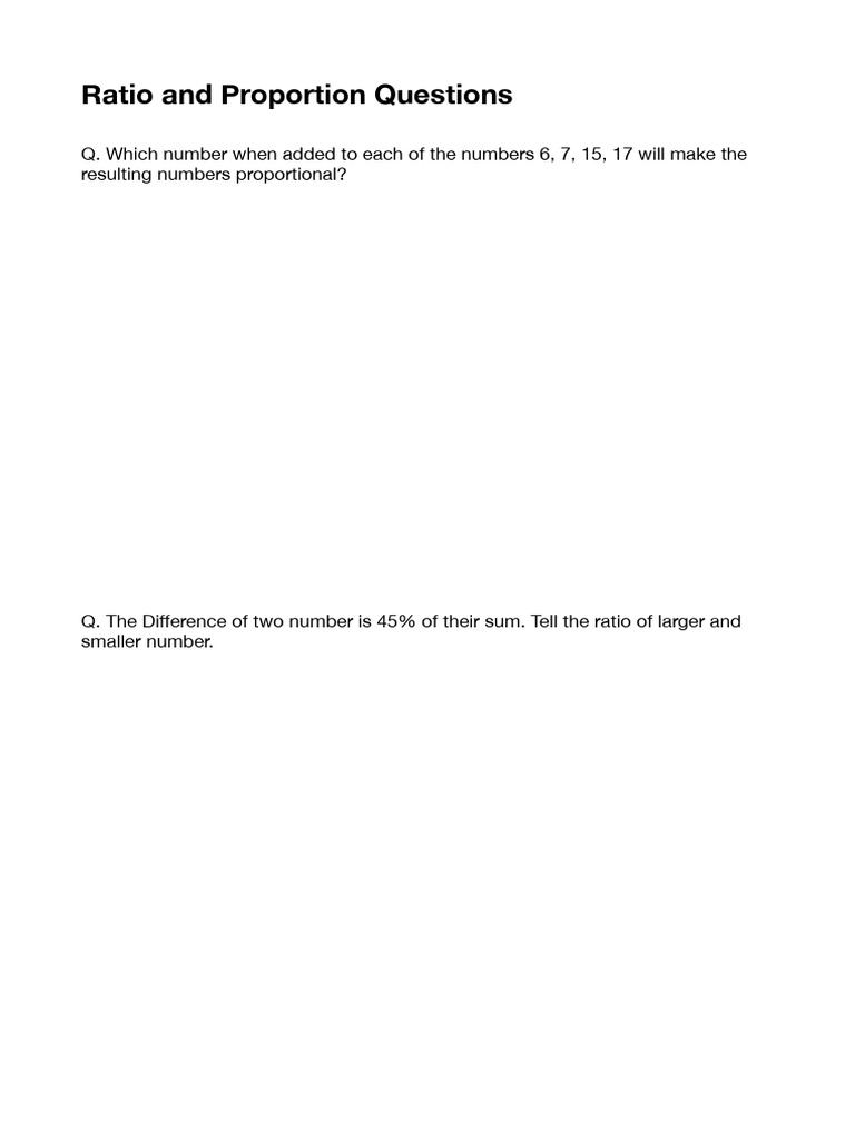 Ratio and Proportion Problem Set | PDF | Ratio | Copper