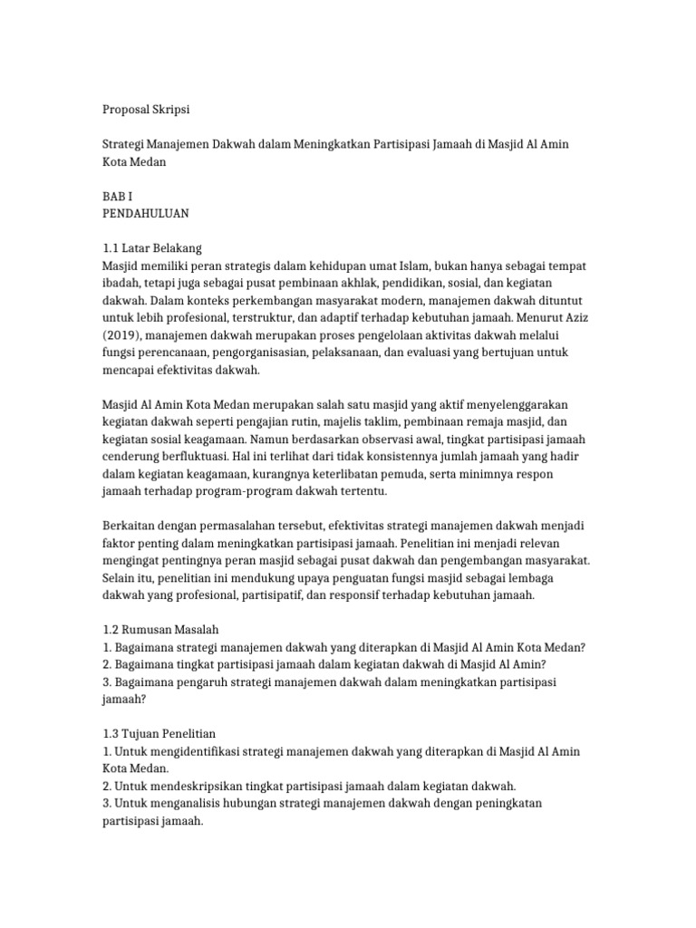 Proposal Skripsi Manajemen Dakwah Revisi | PDF