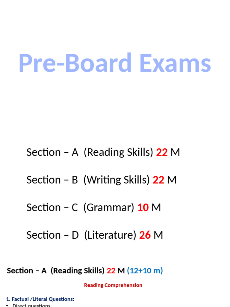 Pre-Board Exam Structure and Guidelines | PDF | Verb | Grammatical Tense