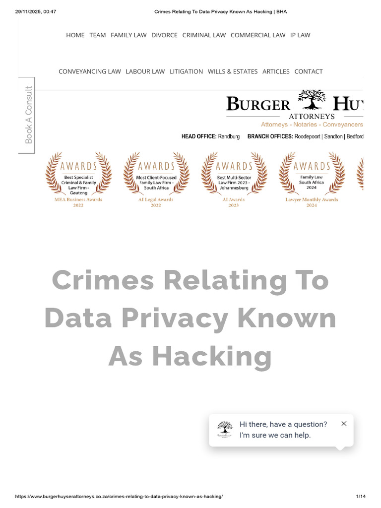 Crimes Relating to Data Privacy Known as Hacking _ BHA | PDF ...