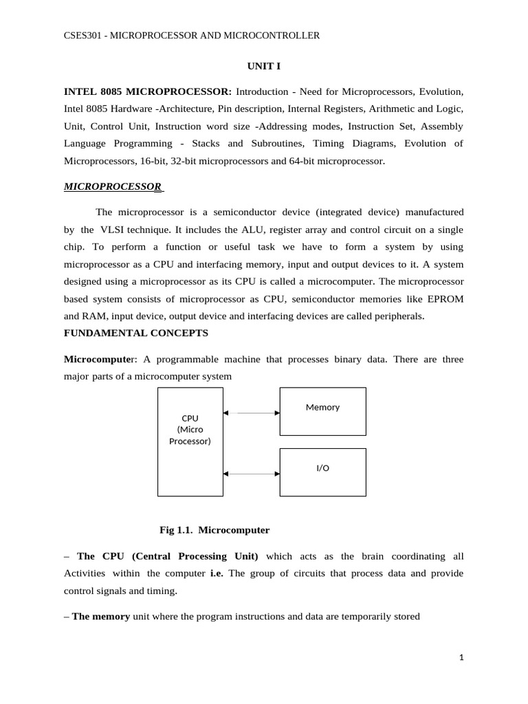 Unit 1 Pdf Central Processing Unit Microprocessor 6181