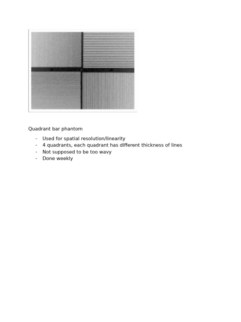Quadrant Bar Phantom and Collimator Use | PDF