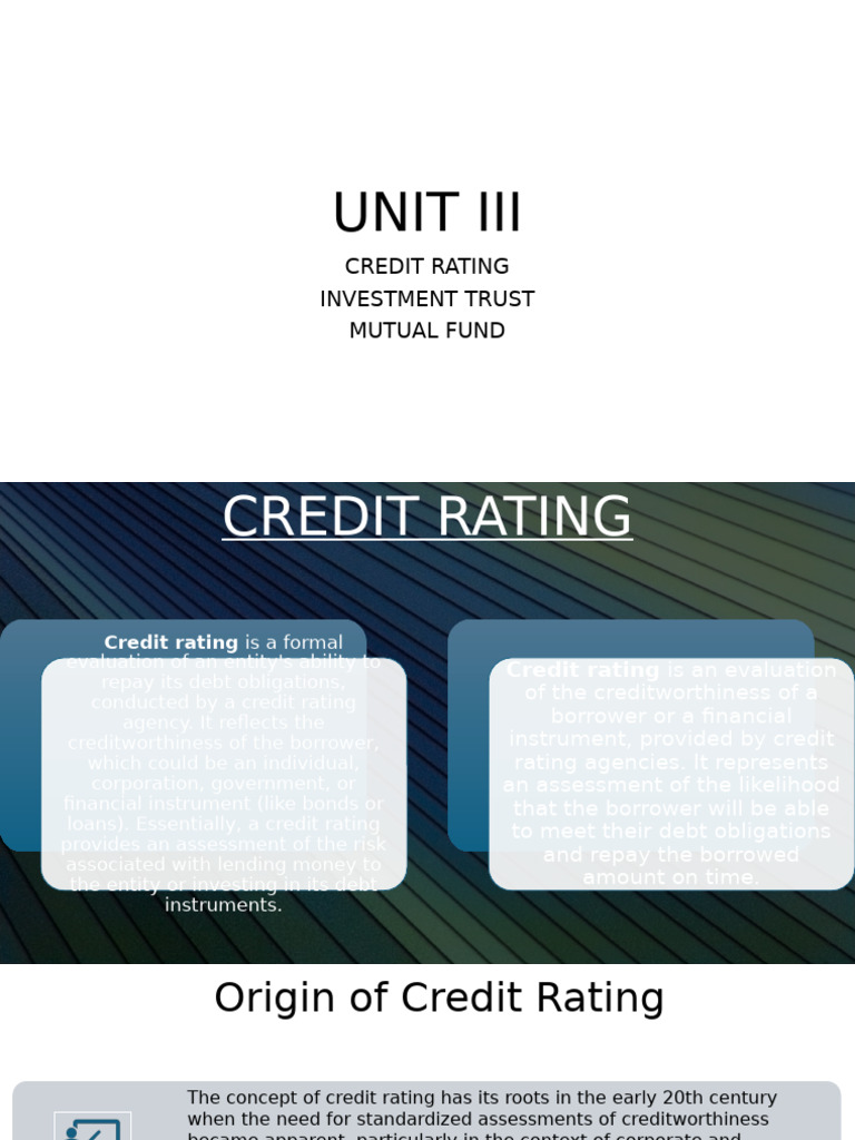 Unit III | PDF | Credit Rating Agency | Debt