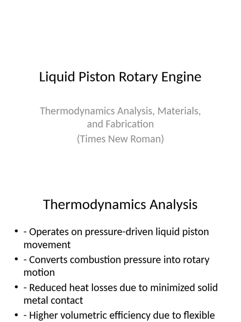 Liquid Piston Rotary Engine PPT | PDF