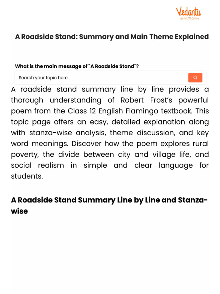 A Roadside Stand - Summary and Main Theme Explained | PDF