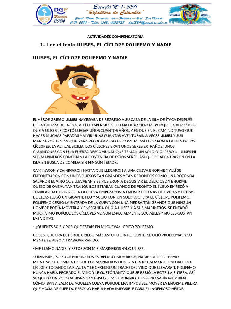 Ulises y Polifemo: Aventuras Épicas | PDF | Odiseo