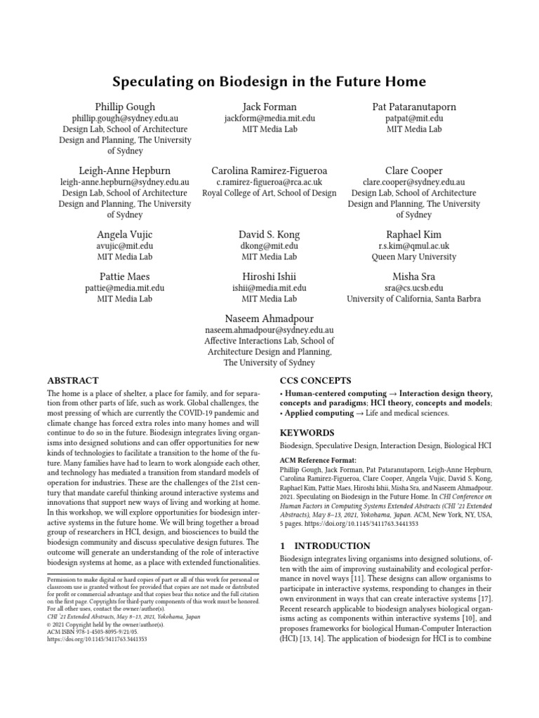 Future Home Biodesign Innovations | PDF | Human–Computer Interaction