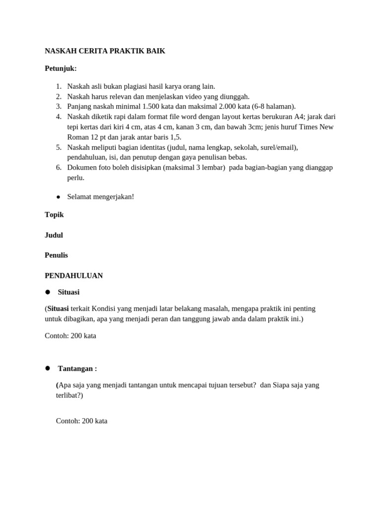 Naskah._rancangan Cerita Praktik Baik | PDF