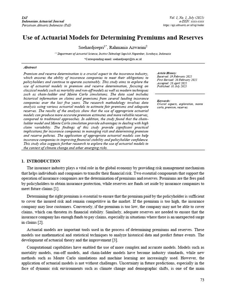 Actuarial Models for Premiums & Reserves | PDF | Cross Validation ...