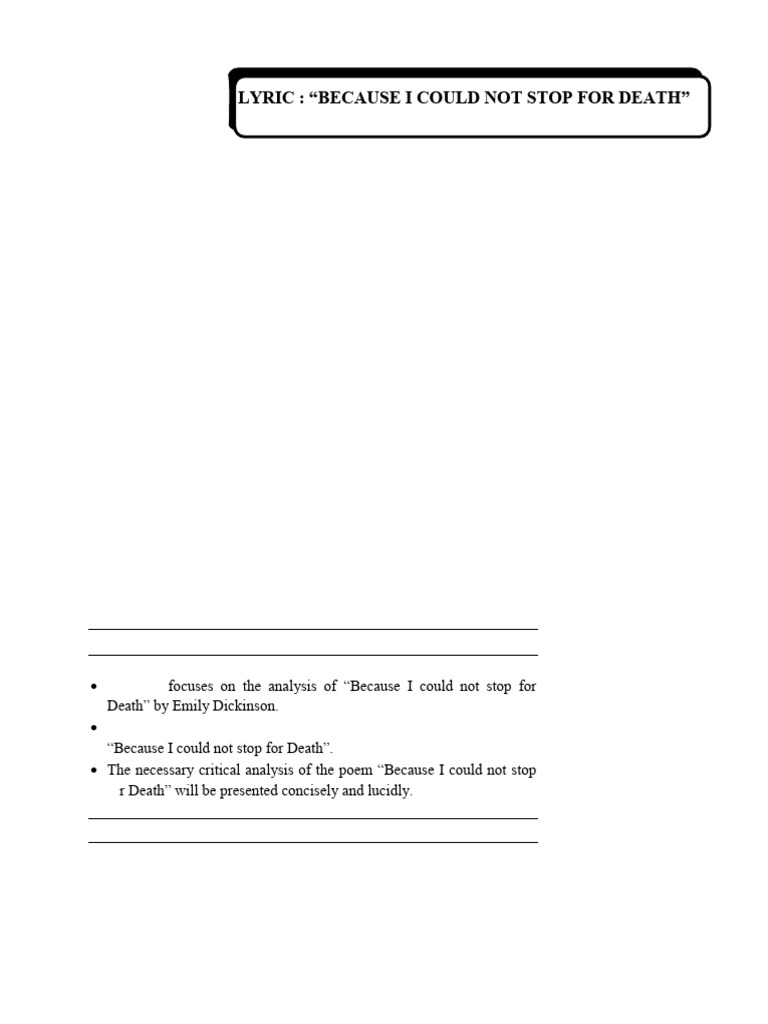 ''Because I Could Not Stop For Death'' - Emily Dickinson | PDF ...