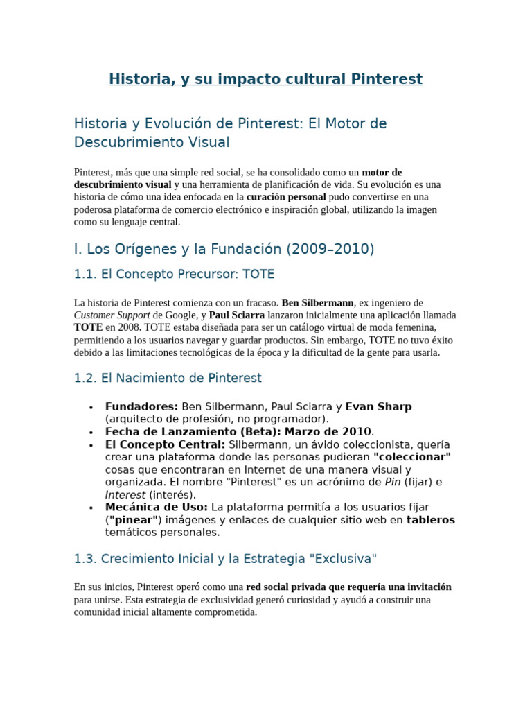 Evolución y Cultura de Pinterest | PDF