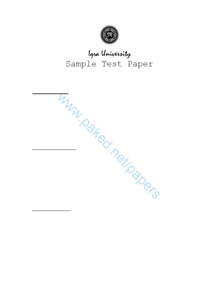 Iqra University Sample Test Paper | PDF | Banks