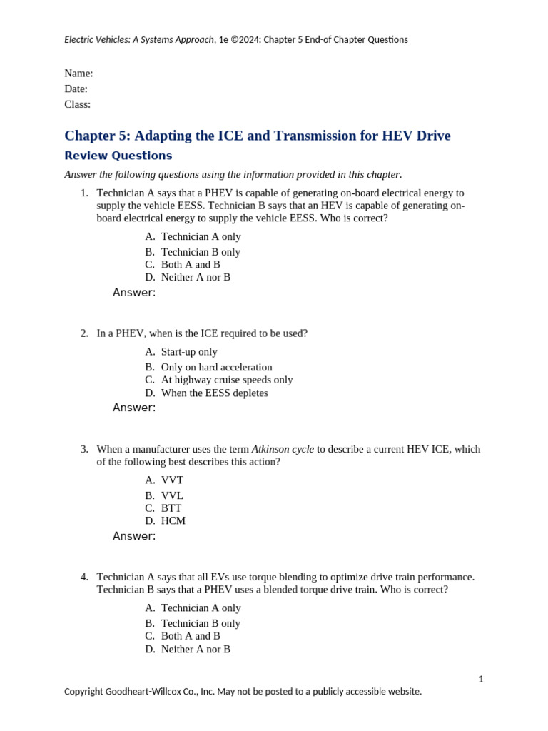 Ch05 Data Ch05 Eocquestions | PDF | Vehicle Technology | Automotive ...