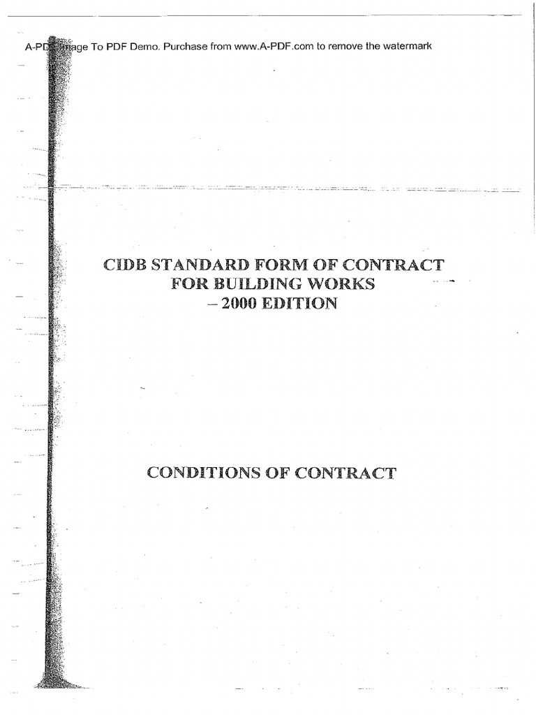 CIDB Standard Form of Contract For Building Works - 2000 Edition | PDF