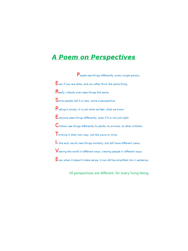 A Poem On Perspective | PDF