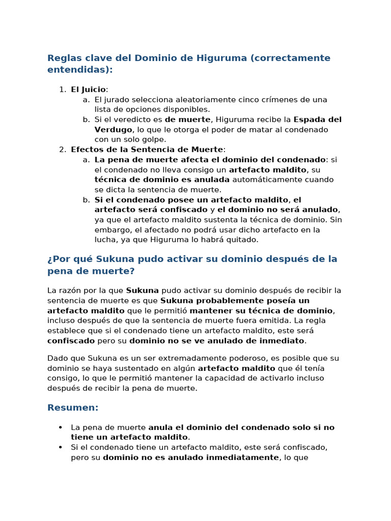 Reglas del Dominio de Higuruma y Sukuna | PDF | Pena capital