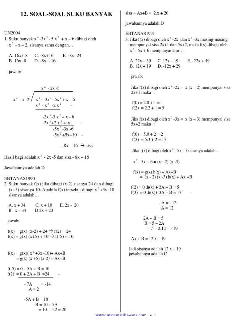 Soal-Soal Suku Banyak | PDF