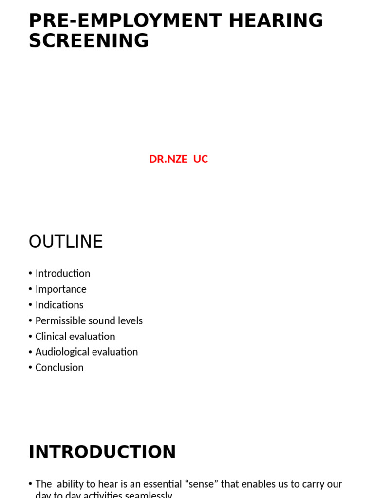 Pre-Employment Hearing Screening Guide | PDF | Hearing Loss | Noise