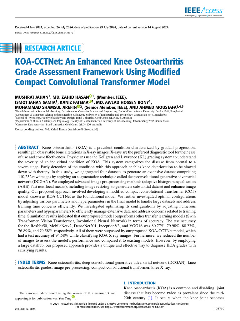 KOA-CCTNet: Enhanced KOA Grading Model | PDF | Deep Learning | Accuracy ...